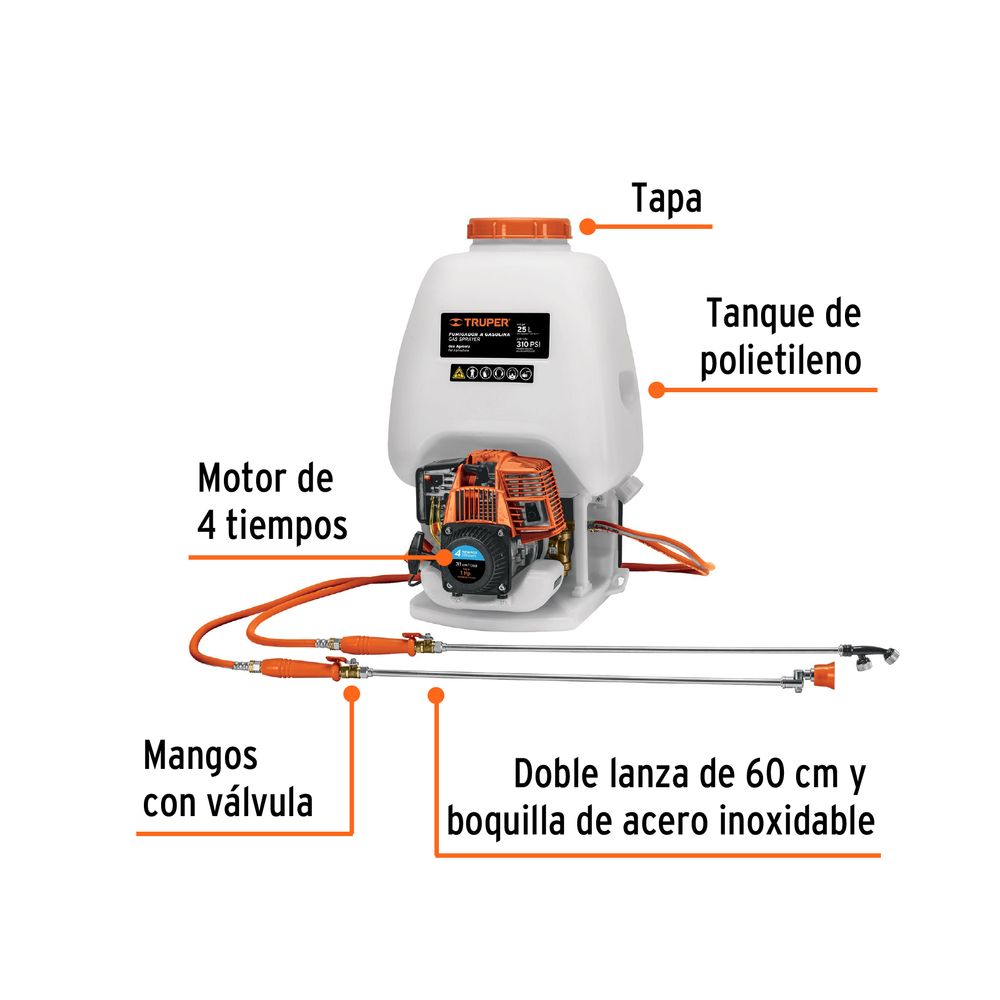Mochila Fumigadora 25 Litros con motor a gasolina Truper 101569 | Promart.pe - Promart