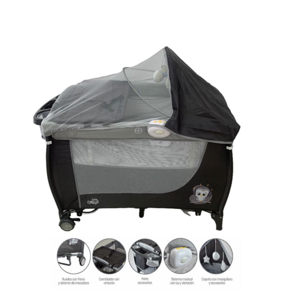 Cuna Corral Para Bebé Circus Gris - Promart