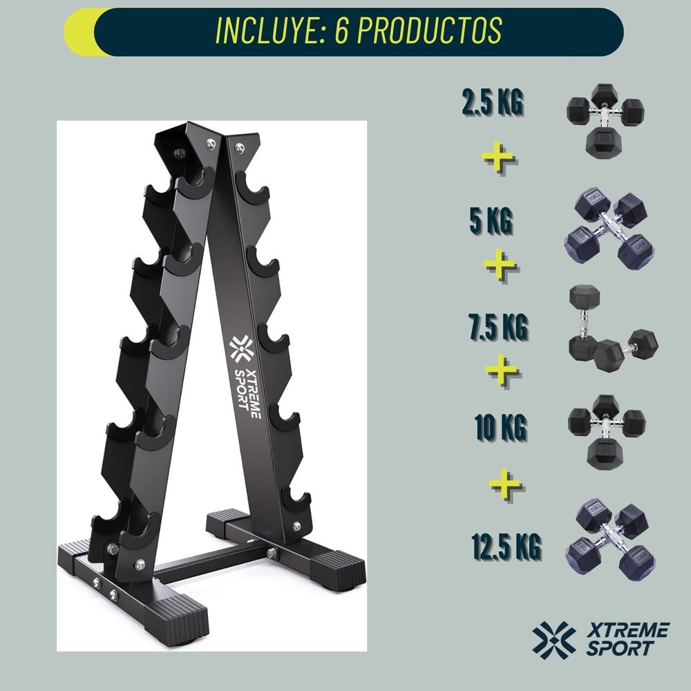 Set de Mancuernas Hexagonales + Rack - Promart