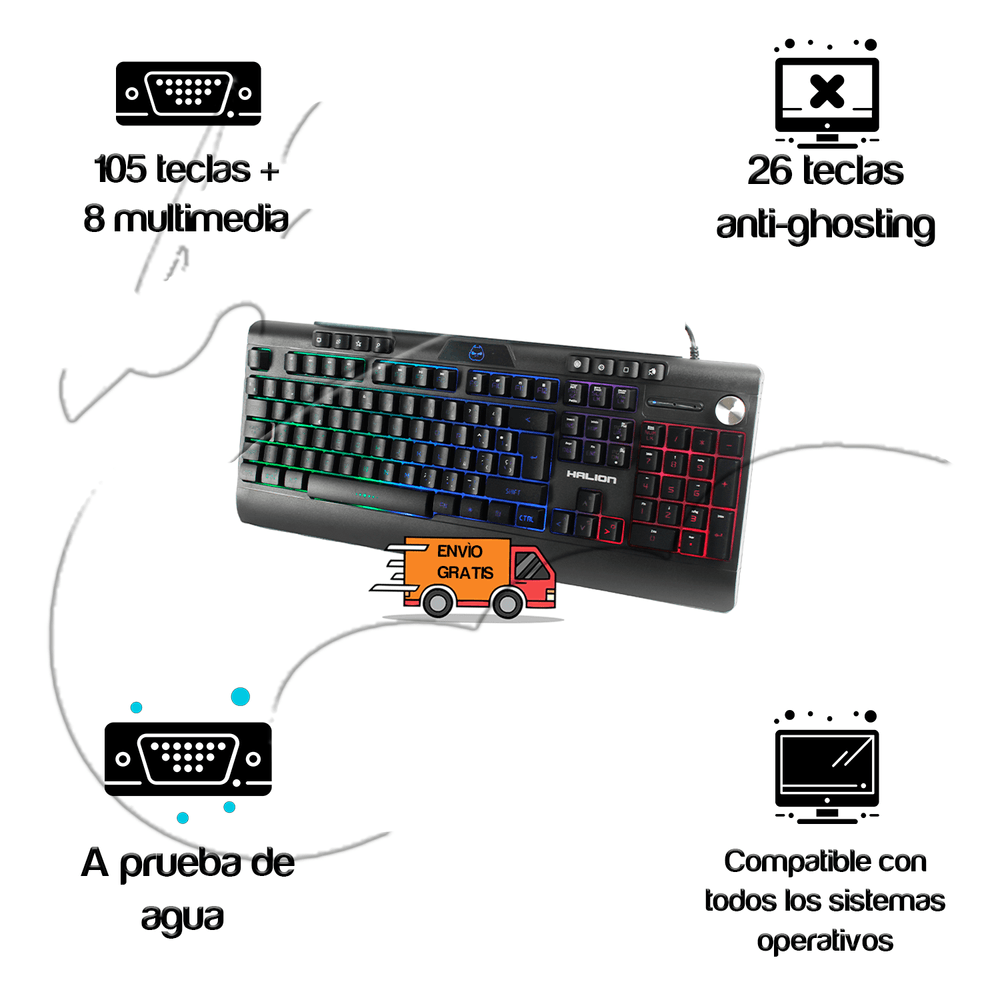 Teclado Gamer Halion Optimos Ha-k807 Rainbow - Promart