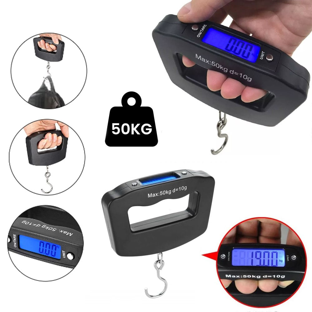 Balanza de Mano Digital Lcd 10g - 50kg Bascula Profesional Maletas ...