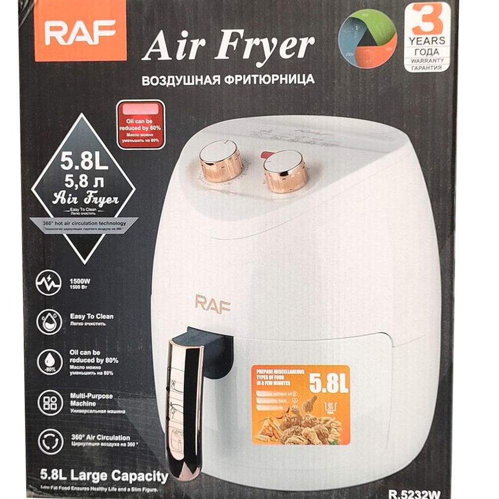 Freidora de aire Manual RAF con capacidad de 5.8L -1500W Blanca - Promart