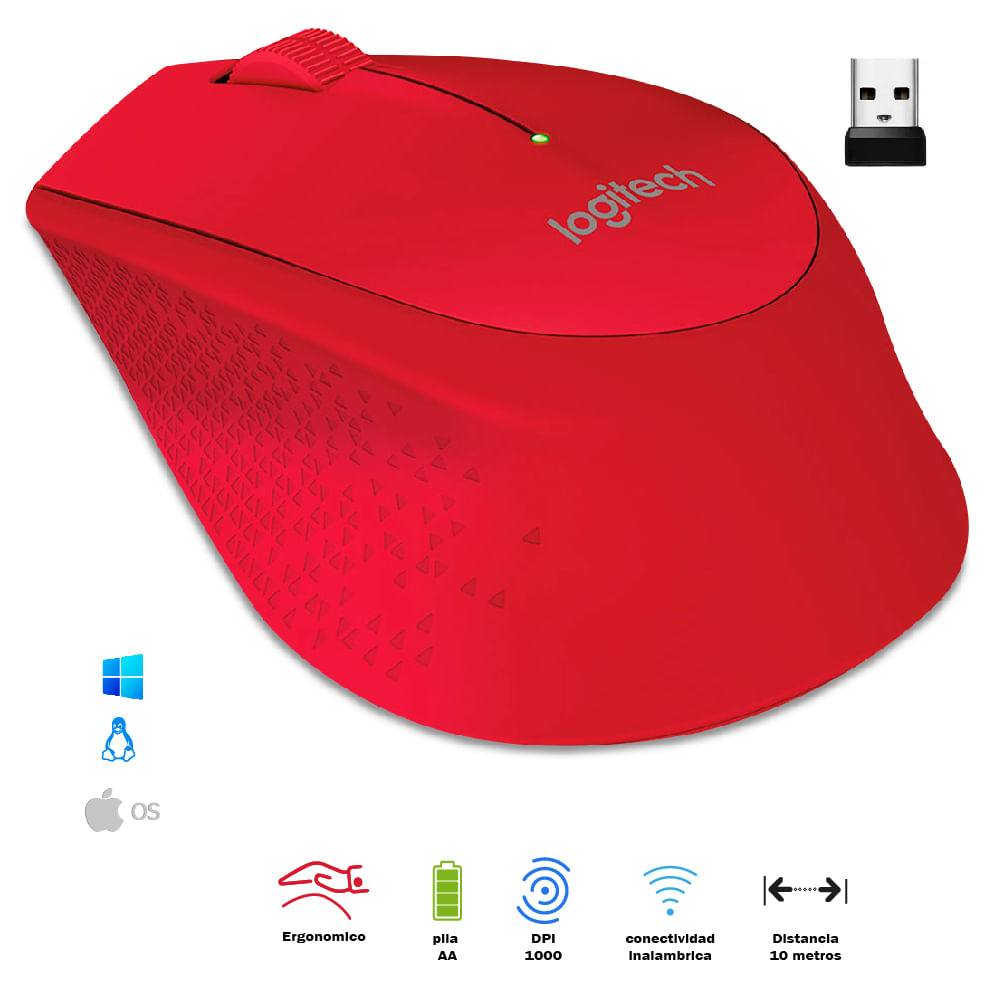 Mouse Inalámbrico Logitech M280 Red - Promart