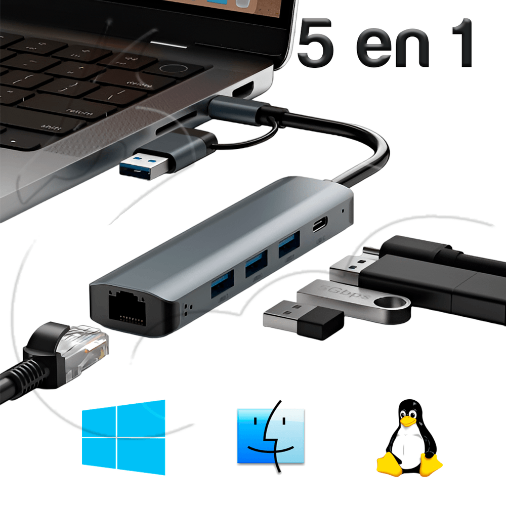 Hub USB RJ45 USB Ethernet Tipo C - Promart