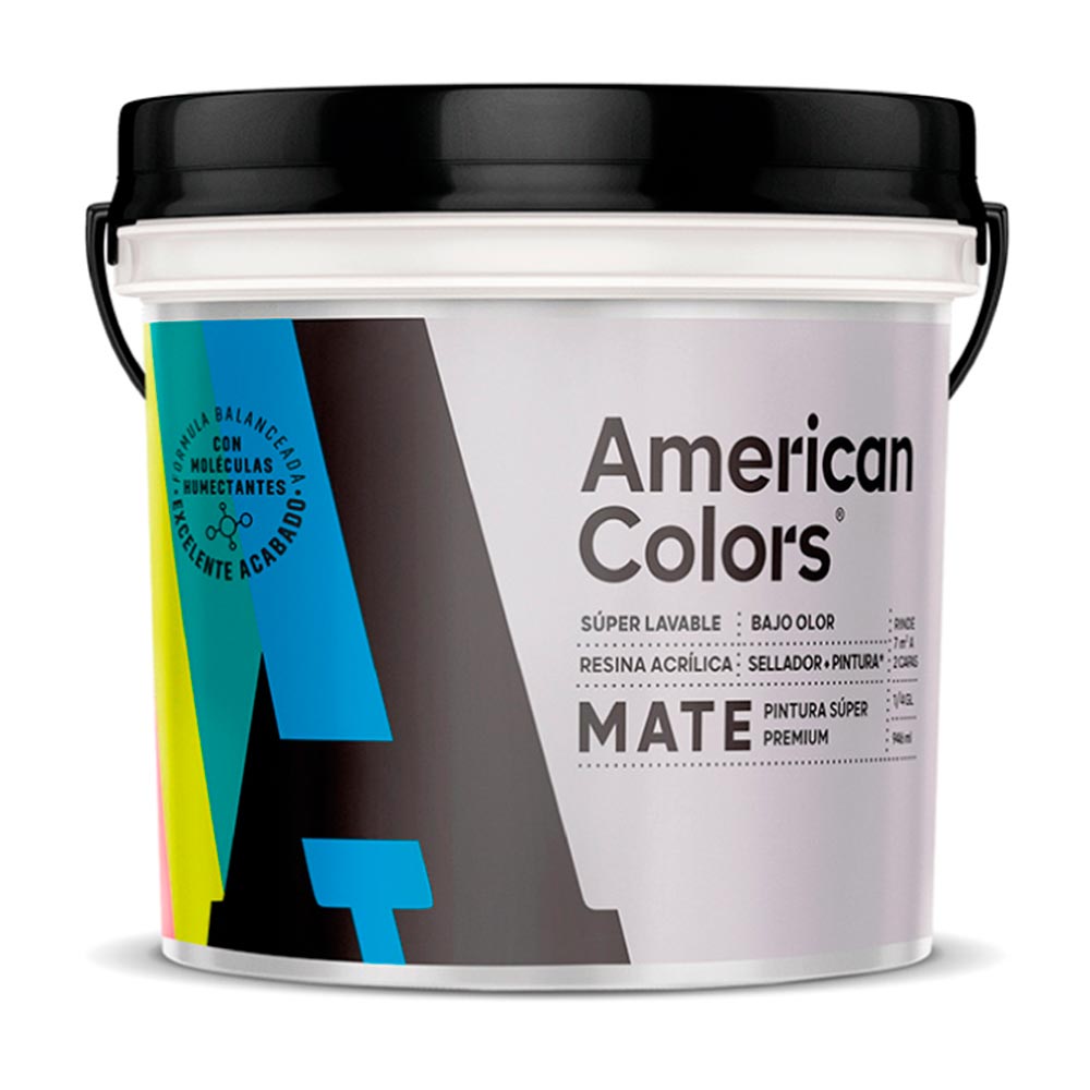 Pintura American Colors Mate Blanco 1/4 Gl - Promart