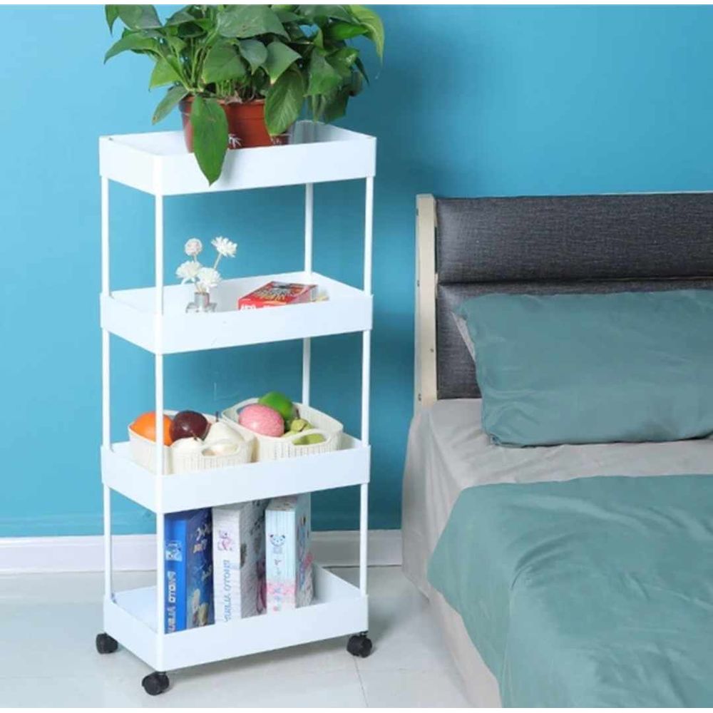 Verdulero Frutero de Cocina con Ruedas de 4 Pisos Blanco con Ruedas ...