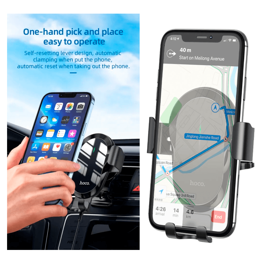 Holder Soporte para Coche Hoco CA105 con Carga Inalámbrica - Promart