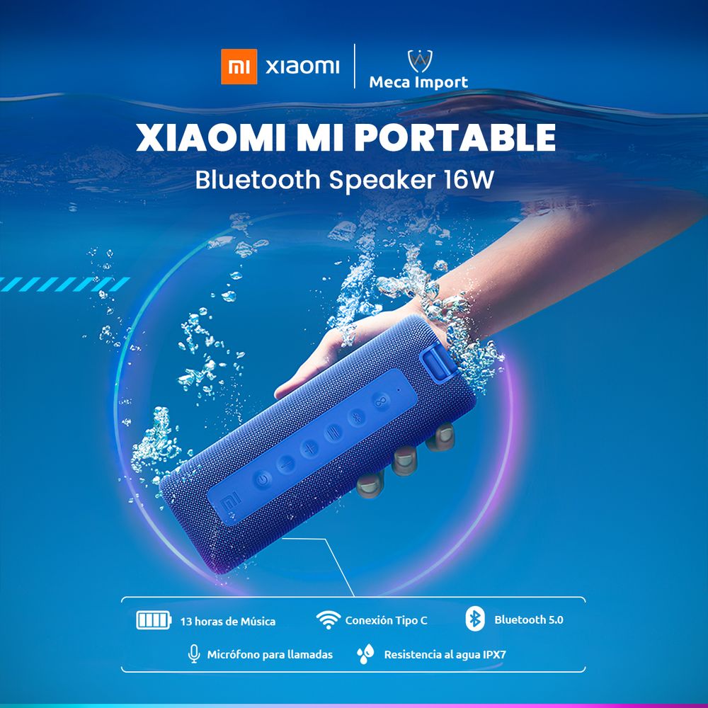 Parlante Xiaomi Mi Portable Bluetooth Speaker 16W Negro - IPX7 - Promart