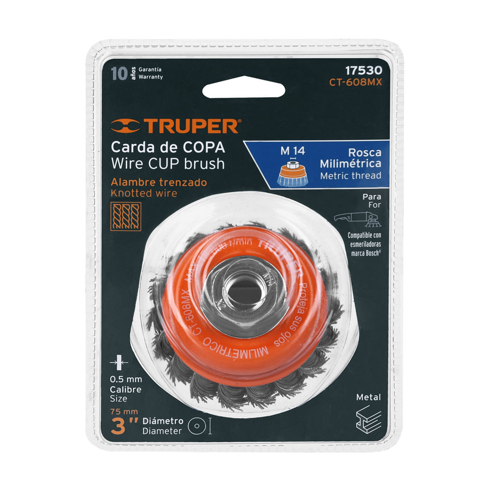 Carda Copa Trenzada 3" (75mm) M14 Truper 17530 - Promart