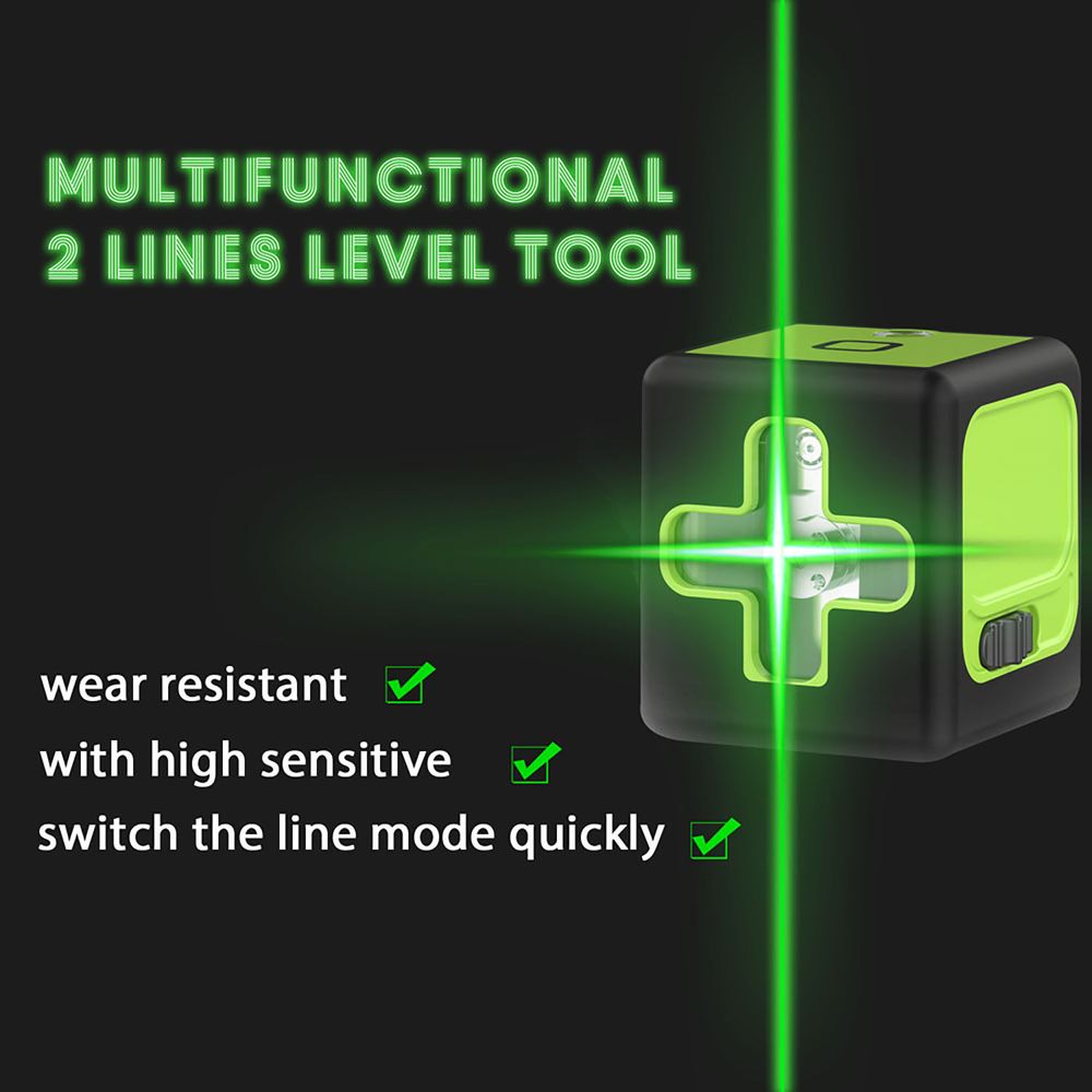 Mini Nivel Láser Infrarrojo Portátil de Luz Verde 2 Líneas Rojas - Promart