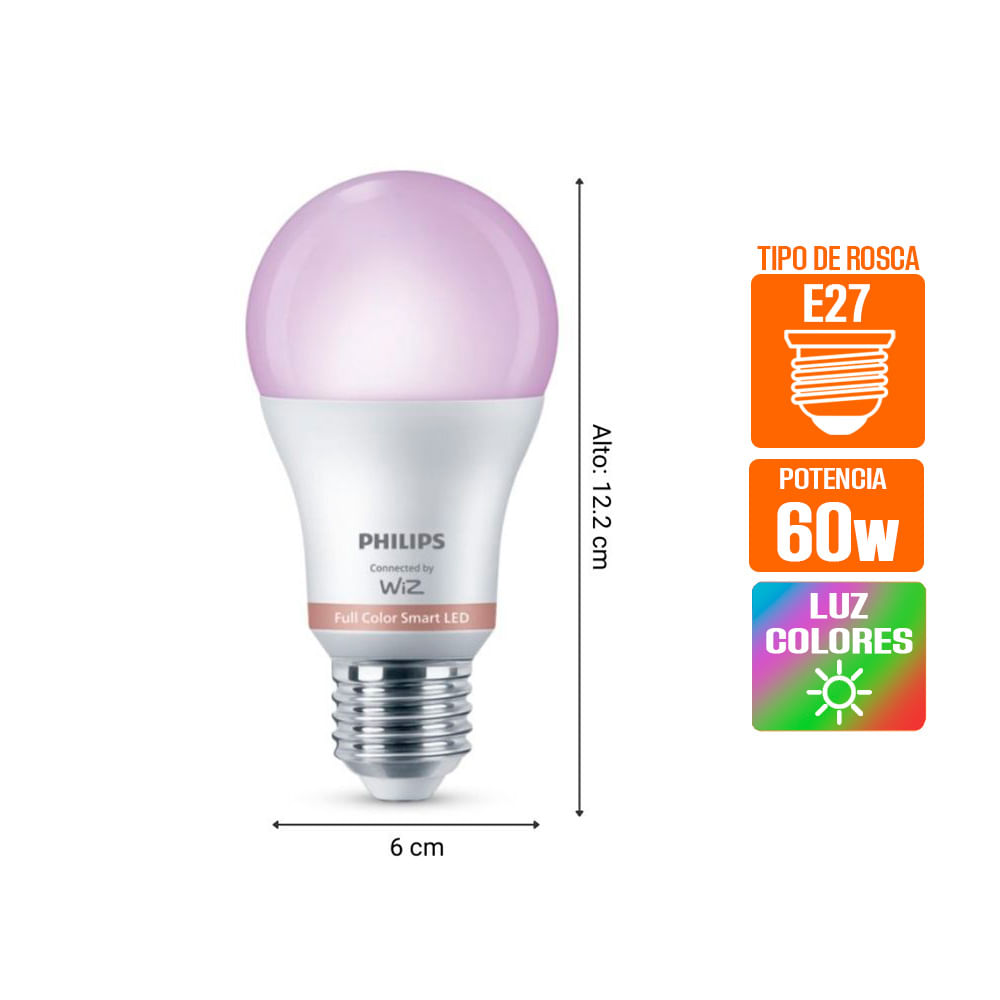 Foco LED Philips E27 8W Wifi Wiz RGB - Promart
