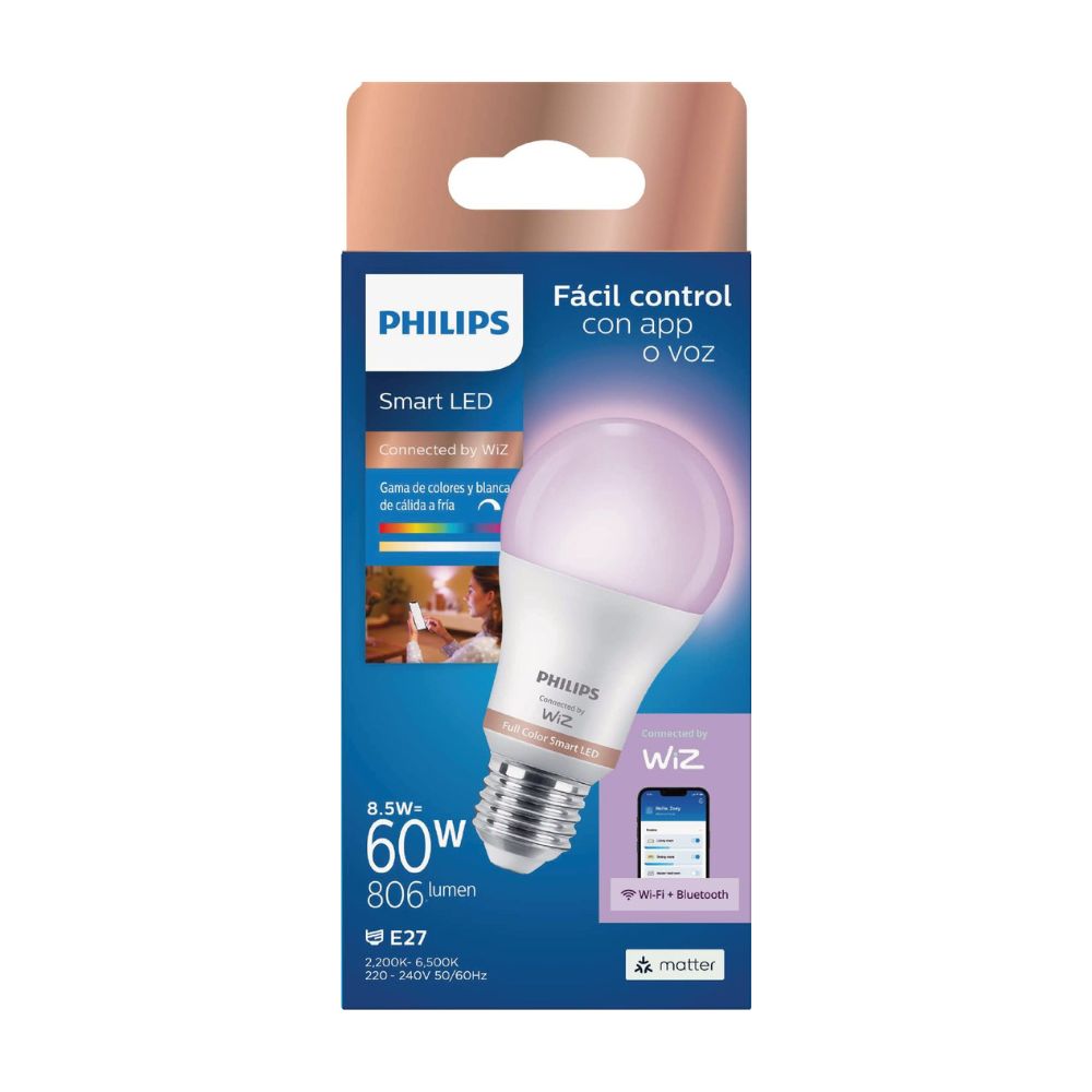 Foco LED Philips E27 8W Wifi Wiz RGB - Promart
