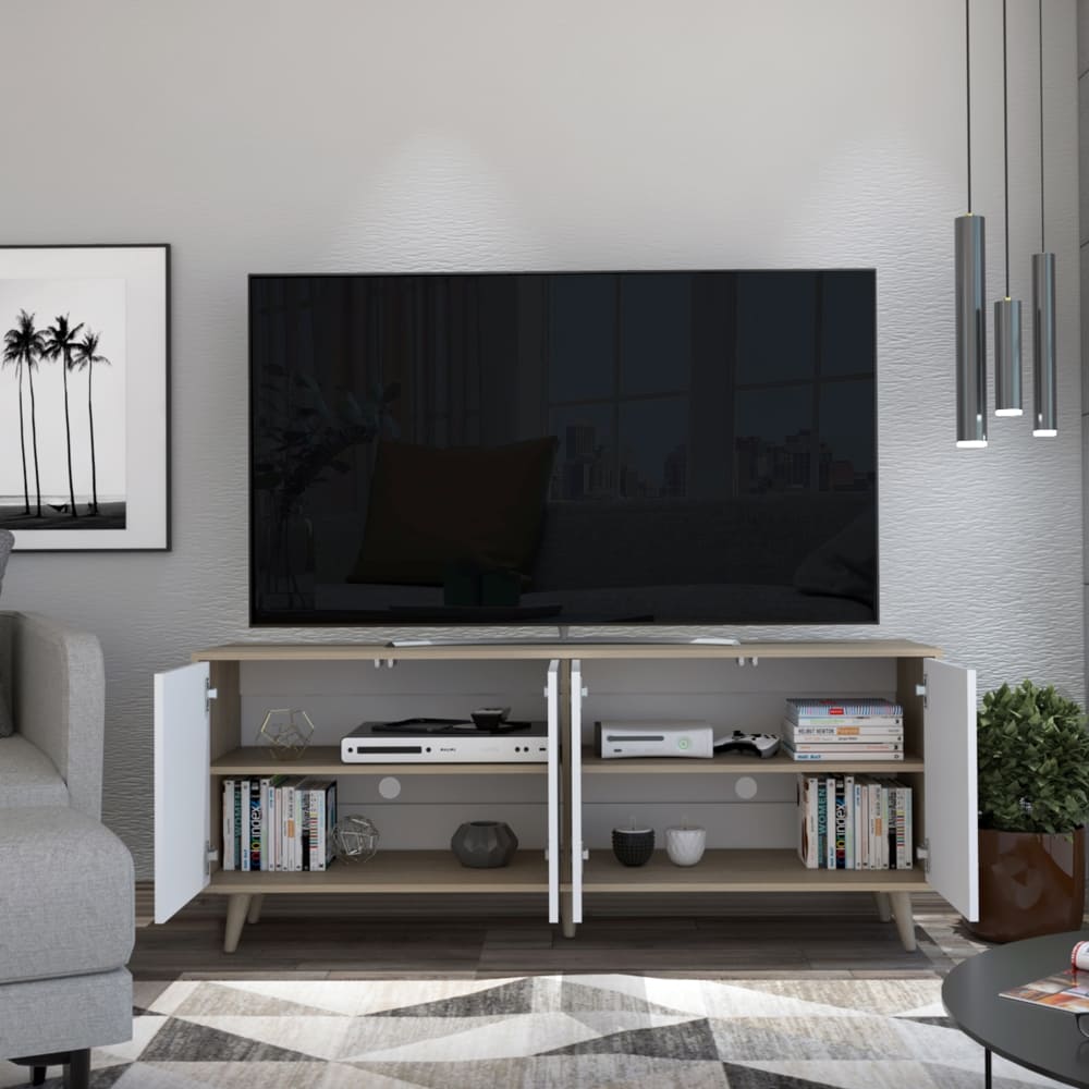 Mesa para TV 50" Bora Melamina Rovere/Blanco Tuhome - Promart