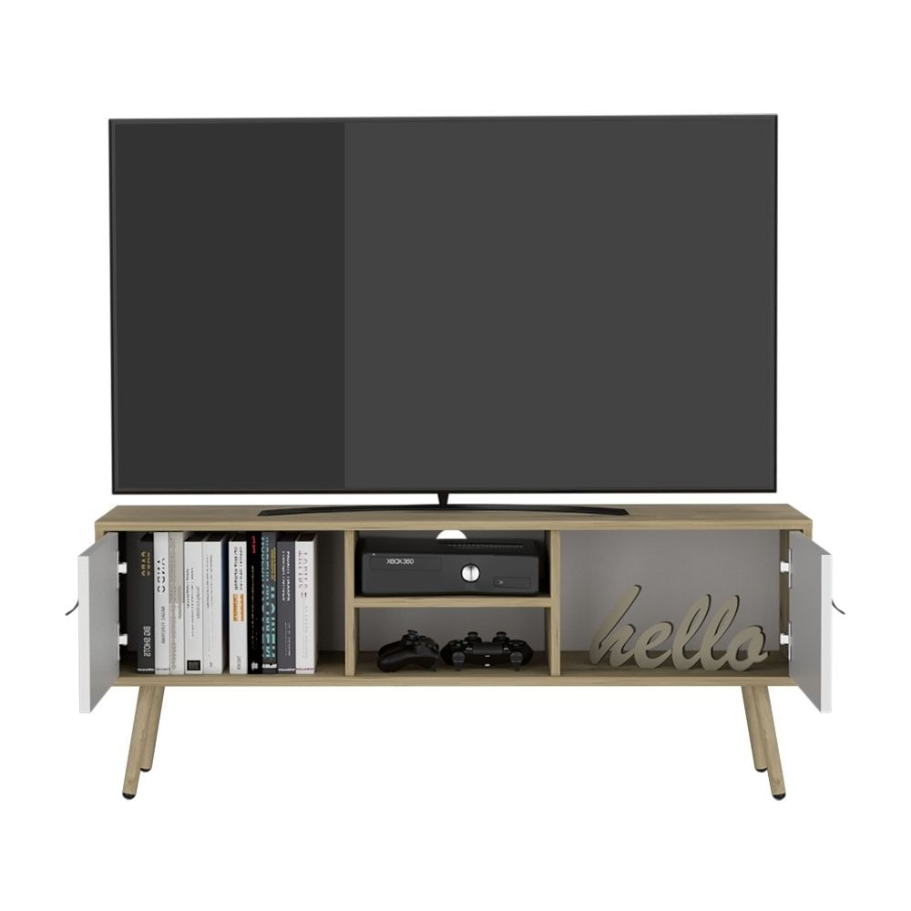 Mesa para TV 50" Huna Melamina Macadamia/Blanco Tuhome - Promart