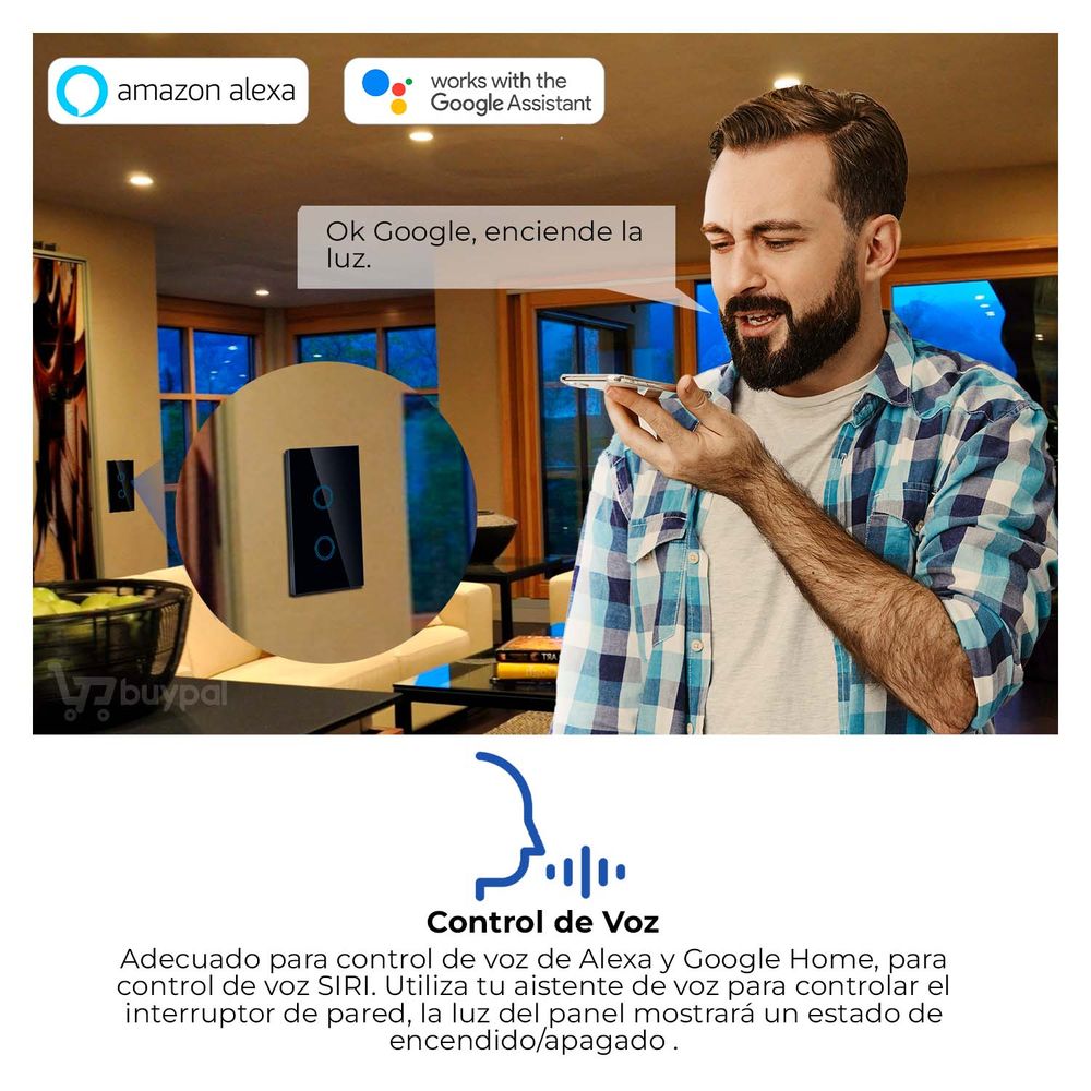 Interruptor Inteligente Wifi Smart Pared Alexa Google Home 2 - Promart