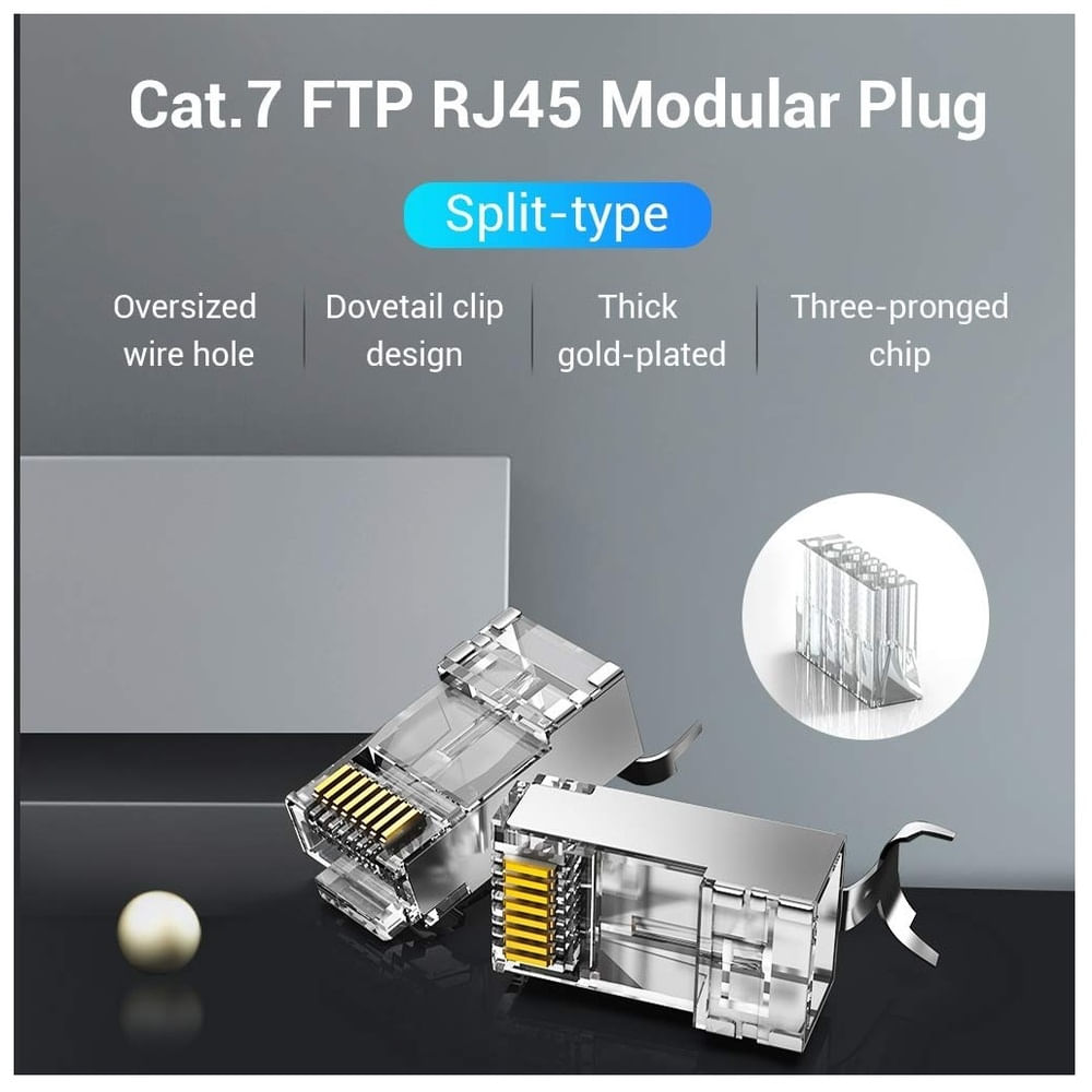 Conector RJ45 CAT7 Metálico Blindado Apantallado Modular - Promart