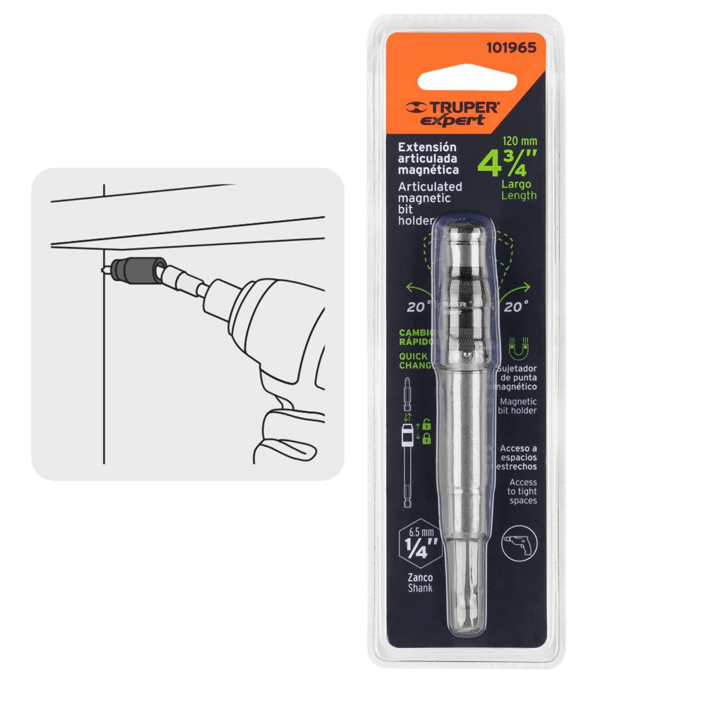 Adaptador Magnético articulado 120mm para atornilladores Truper 101965 ...