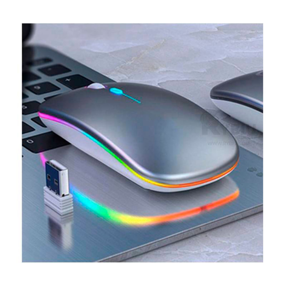Mouse inalambrico Recargable con 8 colores RGB Color Plateado | Promart ...