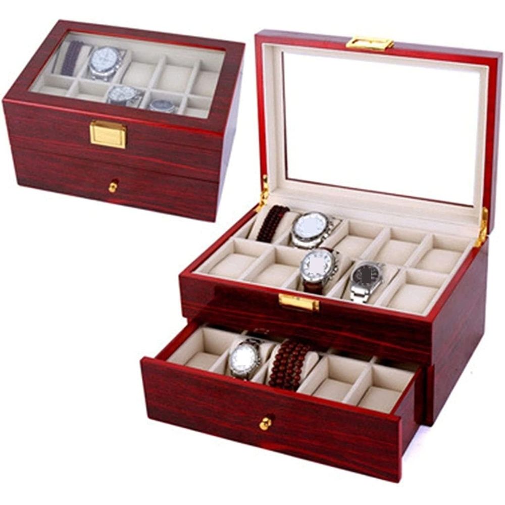 Porta Relojes Caja De Madera 20 Unidades Lujo Hombre Mujer - Promart