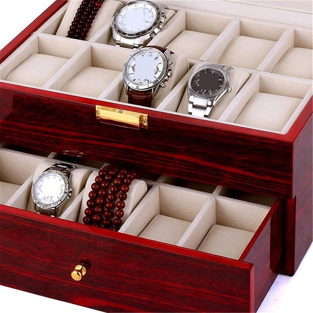 Porta Relojes Caja De Madera 20 Unidades Lujo Hombre Mujer - Promart