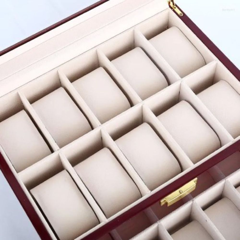 Porta Relojes Caja De Madera 20 Unidades Lujo Hombre Mujer - Promart