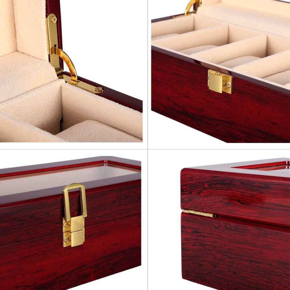 Porta Relojes Caja De Madera 6 Unidades Lujo Hombre Mujer - Promart