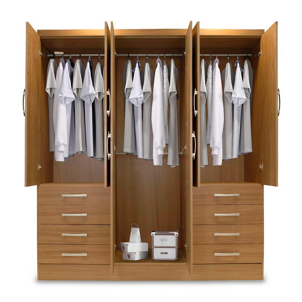 Ropero Edimburgo 6 Puertas 8 Cajones MDP Nature Orange - Promart