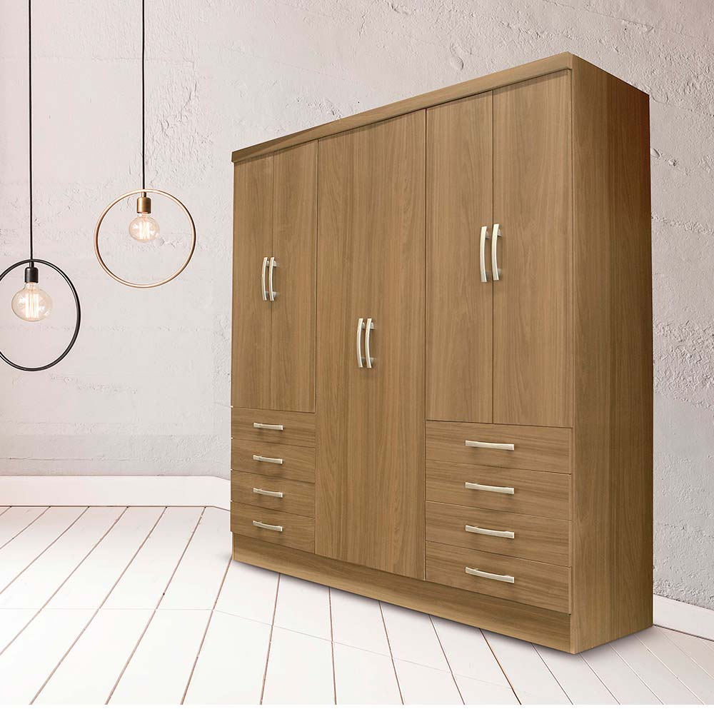 Ropero Edimburgo 6 Puertas 8 Cajones MDP Nature Orange - Promart