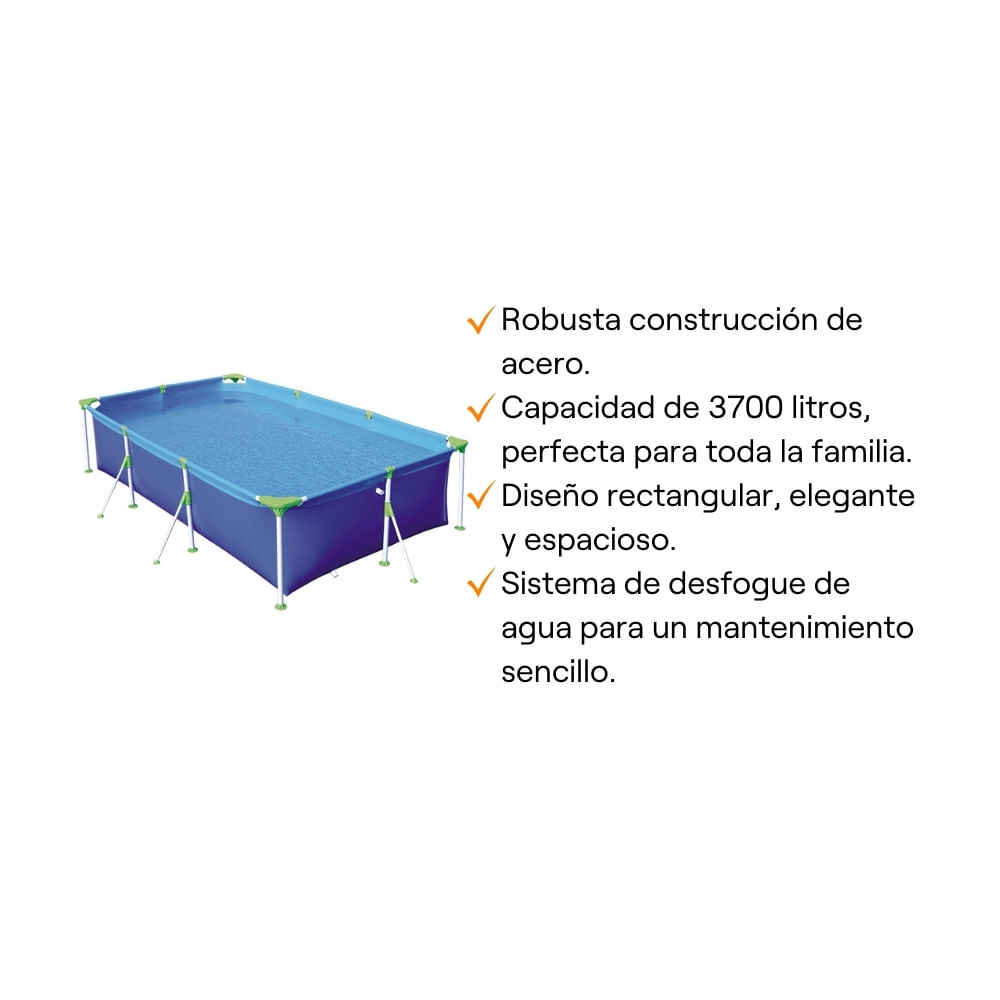Piscina Estructural Rectangular MOR Premium 3700L 302x174x70cm Azul ...