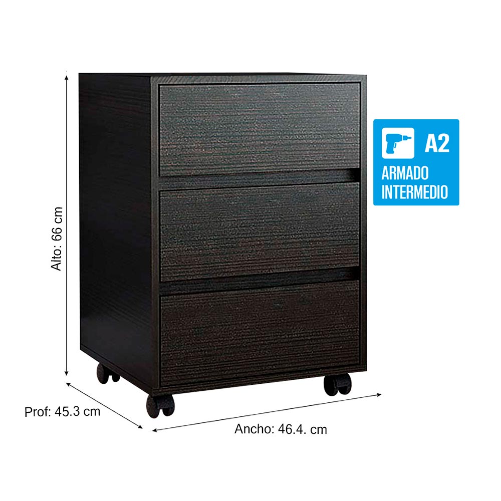 Archivador office Negro Amaderado 46x66cm Tuhome - Promart