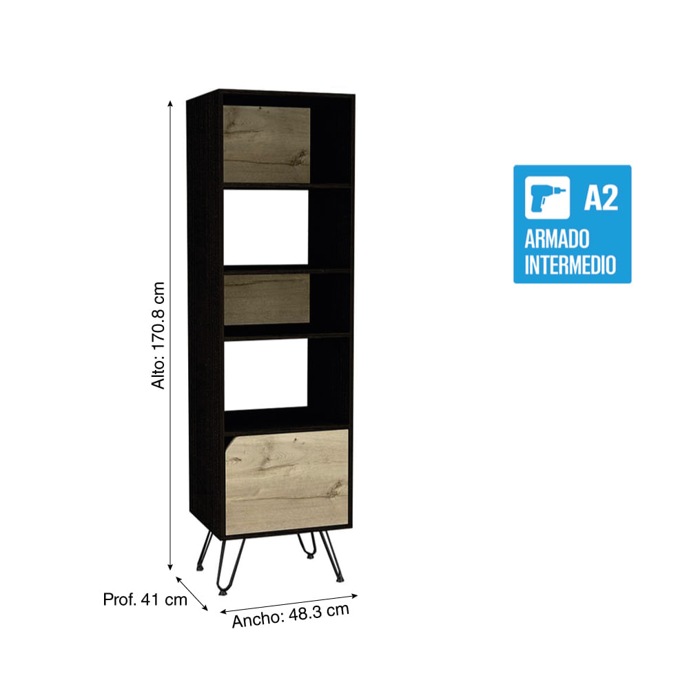 Biblioteca Stamford Negro Amaderado Tuhome - Promart