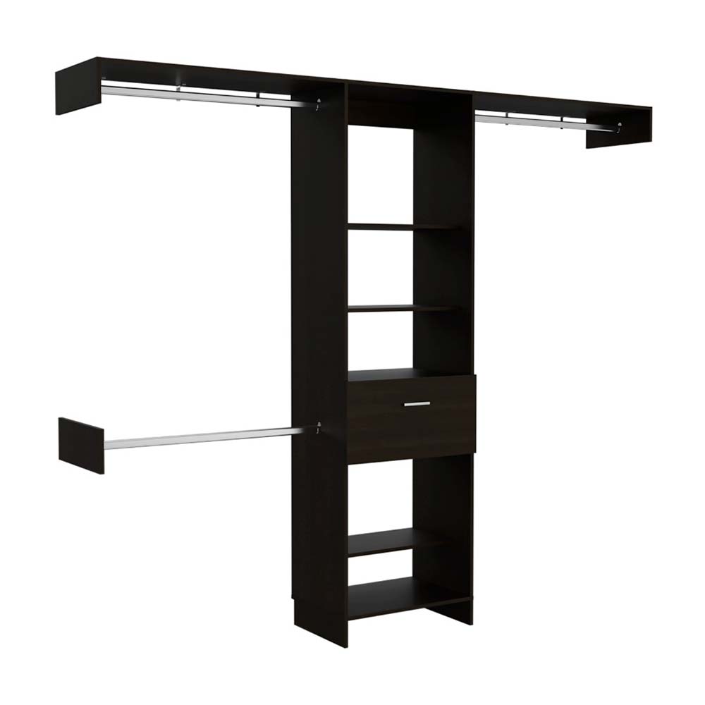 Ropero Manchester 250 1 Cajón 5 Repisas Melamina Negro Amaderado - Promart