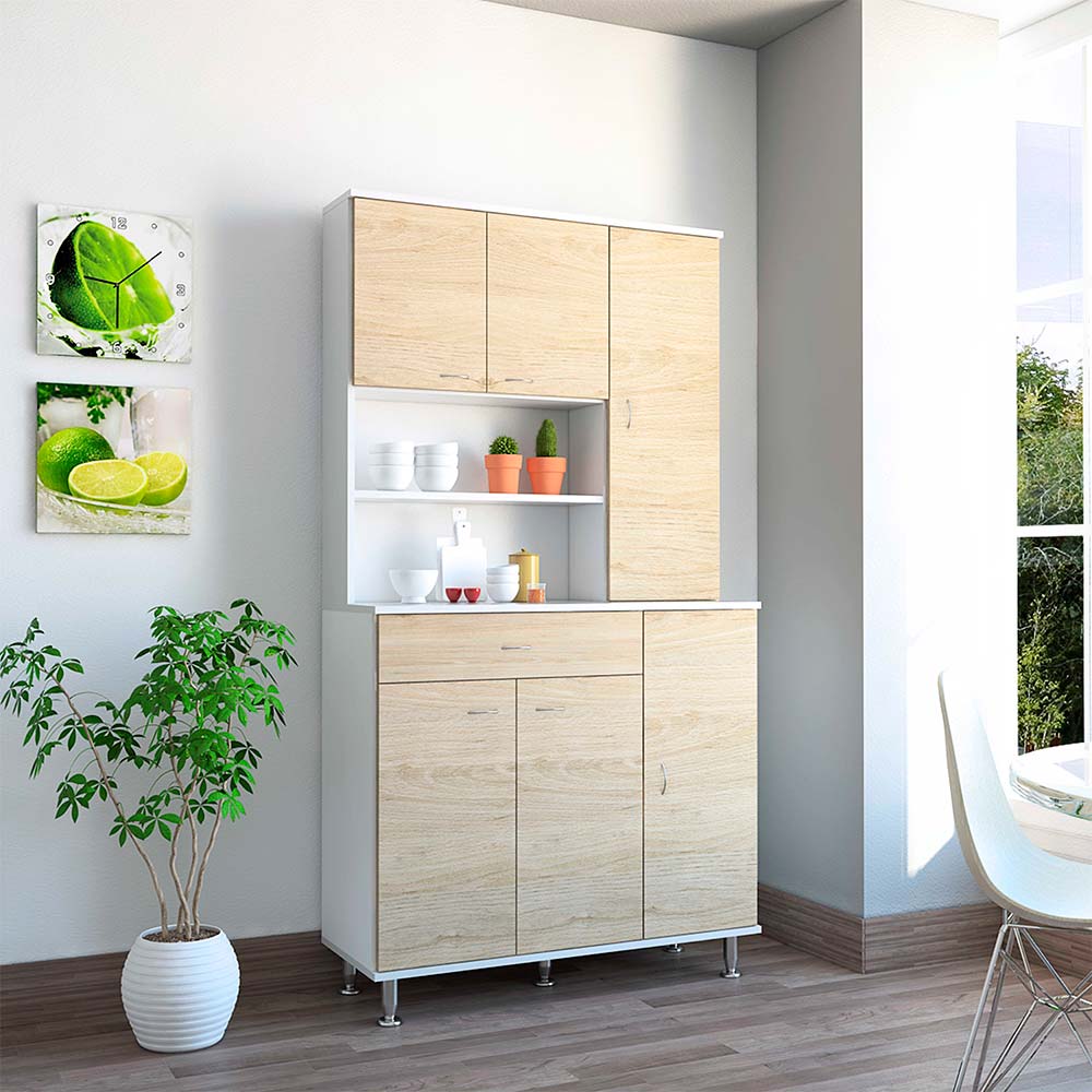 Mueble Alacena de Cocina Kitchen 90cm Melamina Blanco/Rovere Tuhome ...