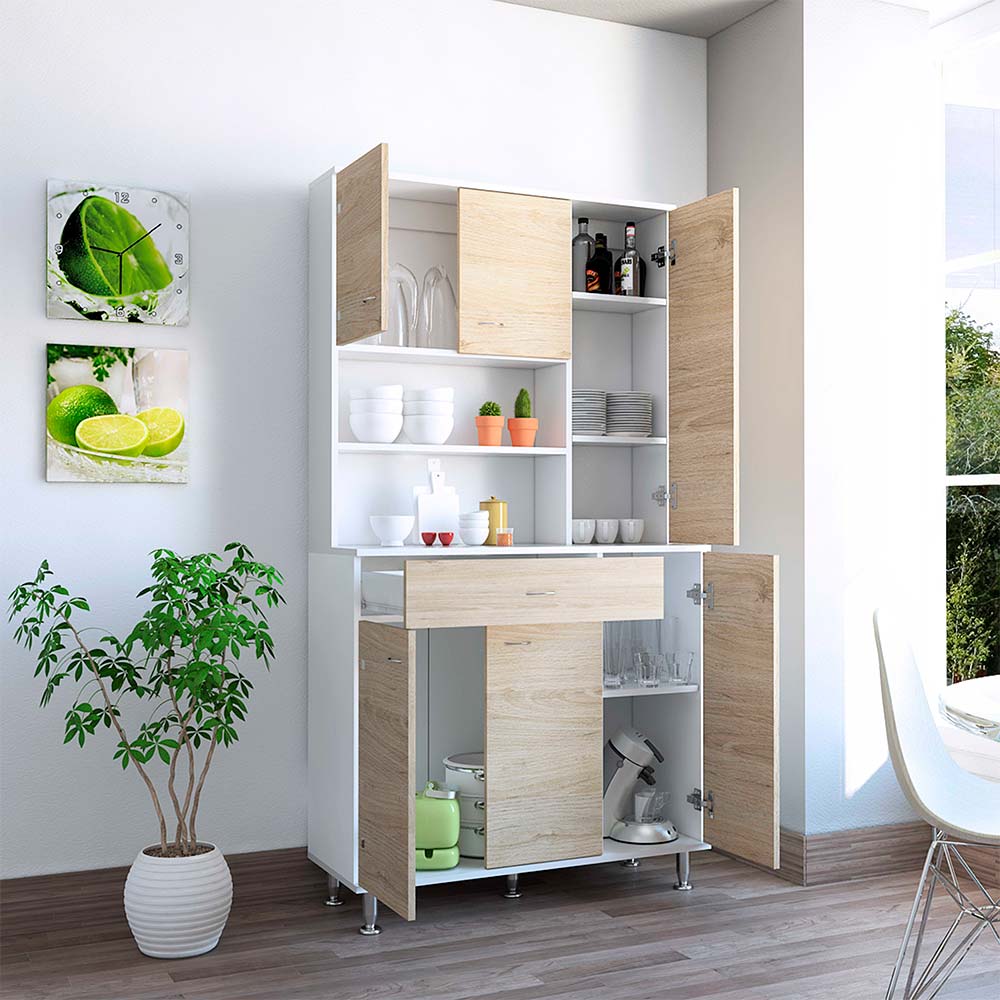 Mueble Alacena de Cocina Kitchen 90cm Melamina Blanco/Rovere Tuhome ...