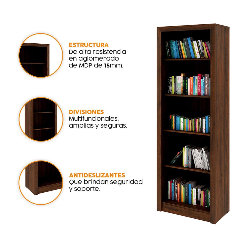 Librero Biblioteca Cameron Melamina Rustico Bonno - Promart