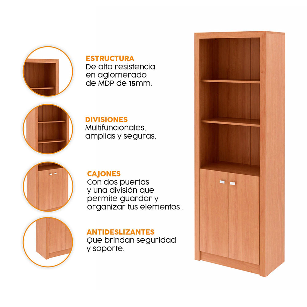 Librero Biblioteca Harrison Melamina Almendra Bonno - Promart