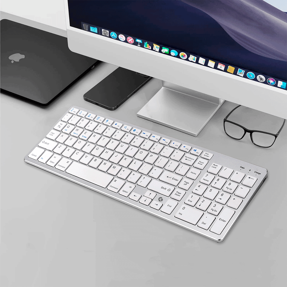 Teclado Inalámbrico Recargable Bluetooth Blanco - K348 - Promart