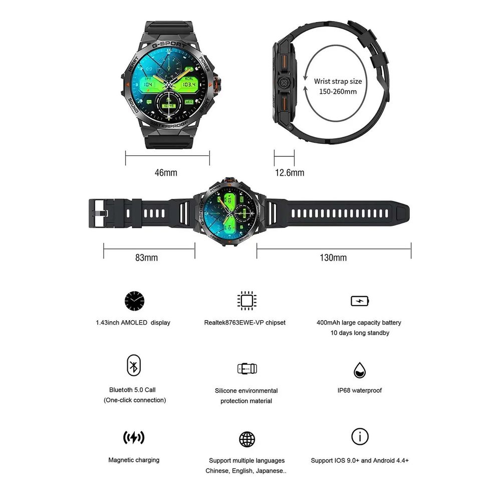 Smartwatch SPOVAN K62 Monitor Salud Multisport - Promart