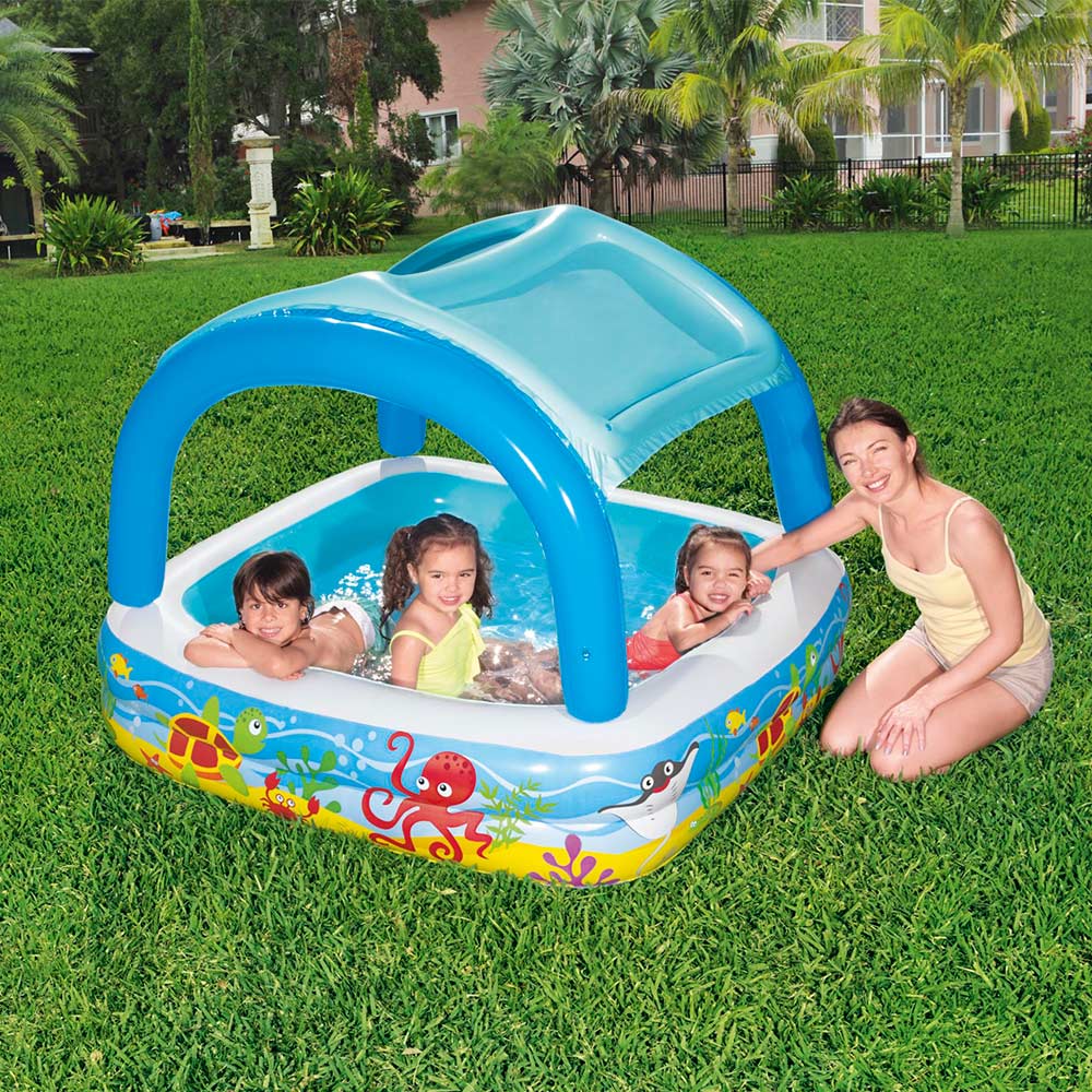 Piscina Inflable Cuadrada Bestway con techo 265L 140x140x114cm Azul ...