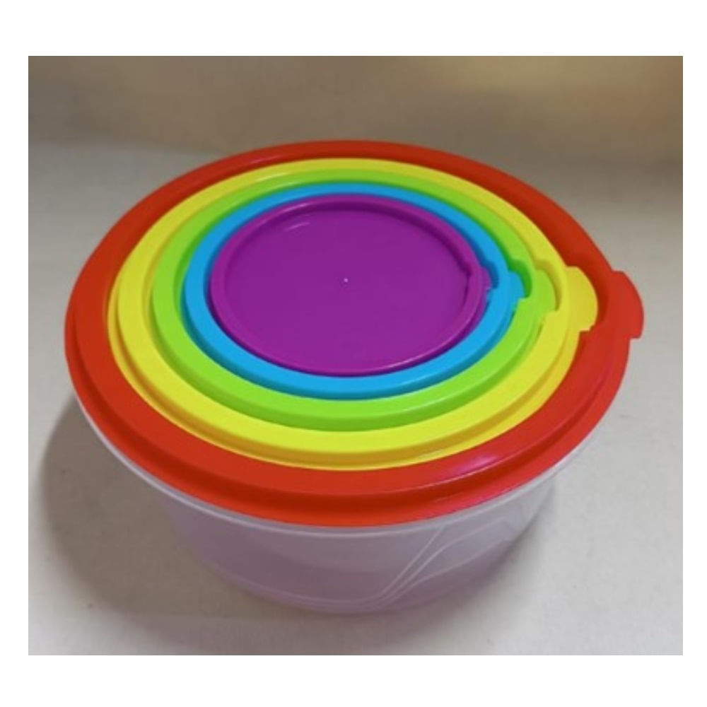 Set 5 Tapers Plástico Circulares con Tapa Contenedores - Promart