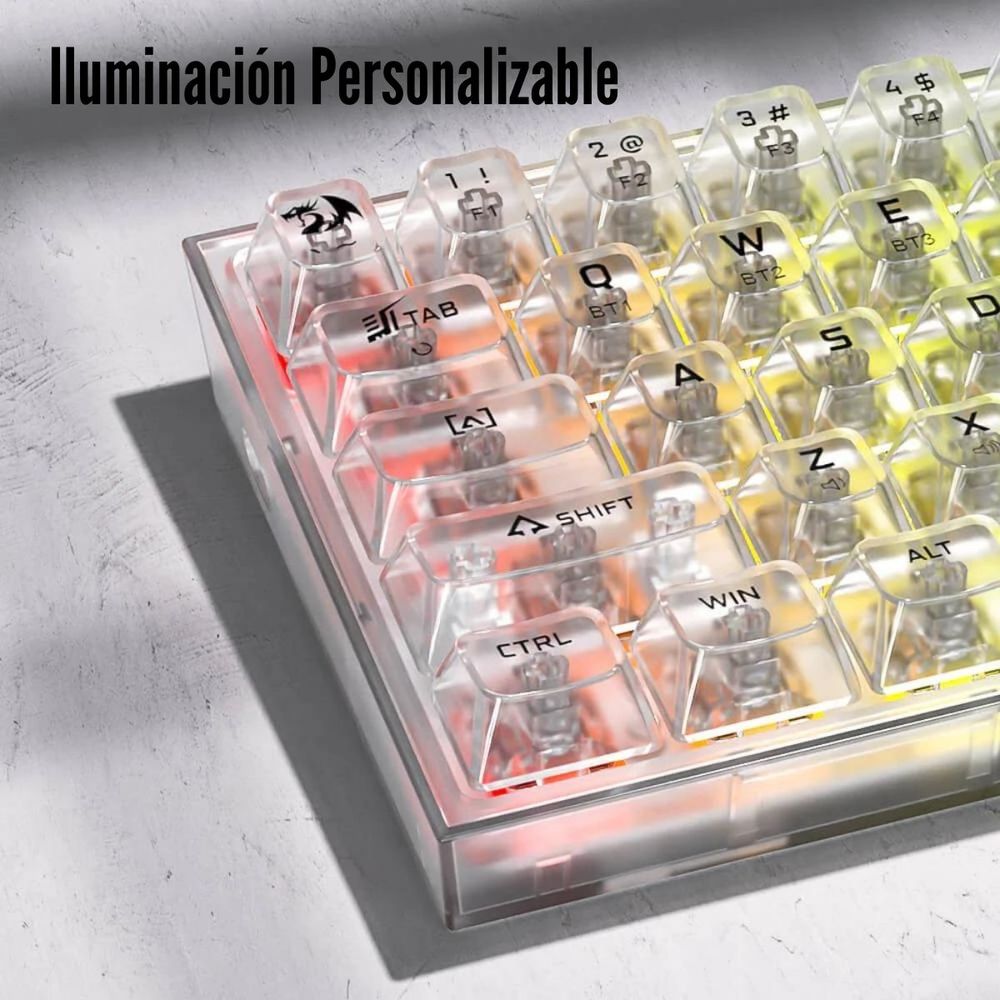 Teclado Redragon Pollux Pro K628CT Wireless Ice Silver Lineal - Promart