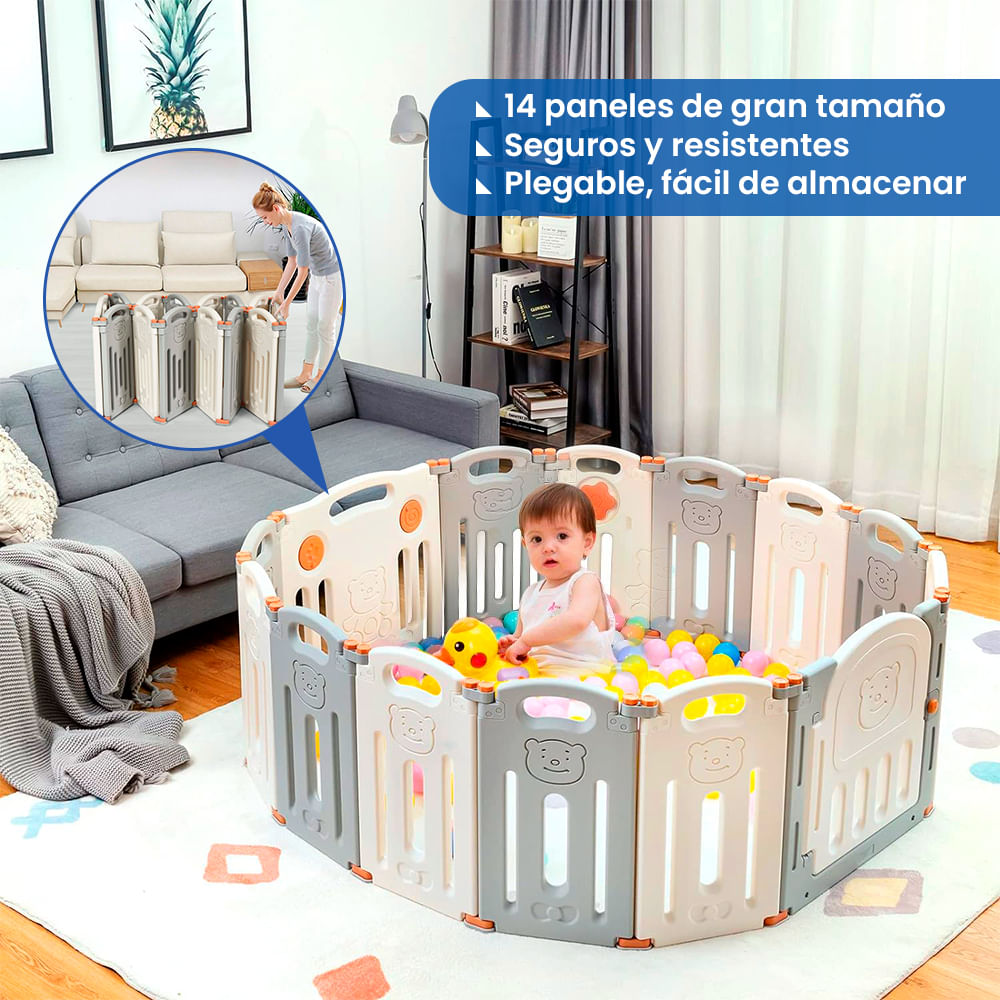 Corral Plegable de Juego para Bebé con 14 Paneles Fácil de Armar - Promart
