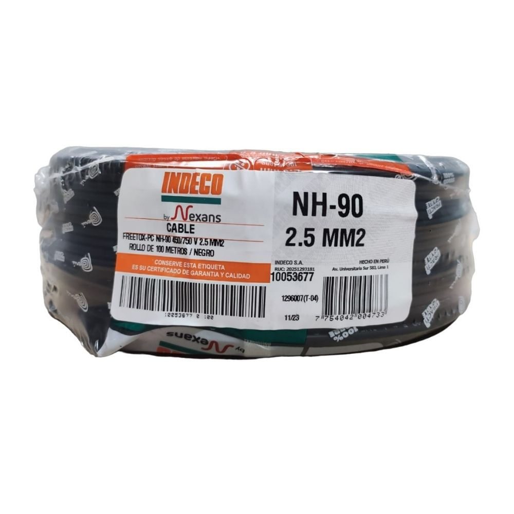 Cable Freetox-pc Nh90 450/750v 2.5mm2 Negro R100 Indeco - Promart