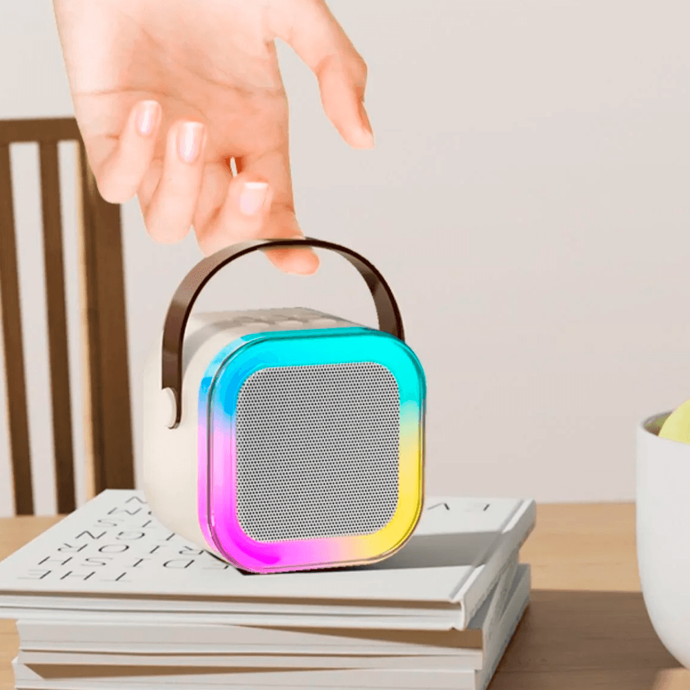 Parlante Bluetooth LED Con Microfono Inalambrico Para Karaoke K12 color Beige - Promart