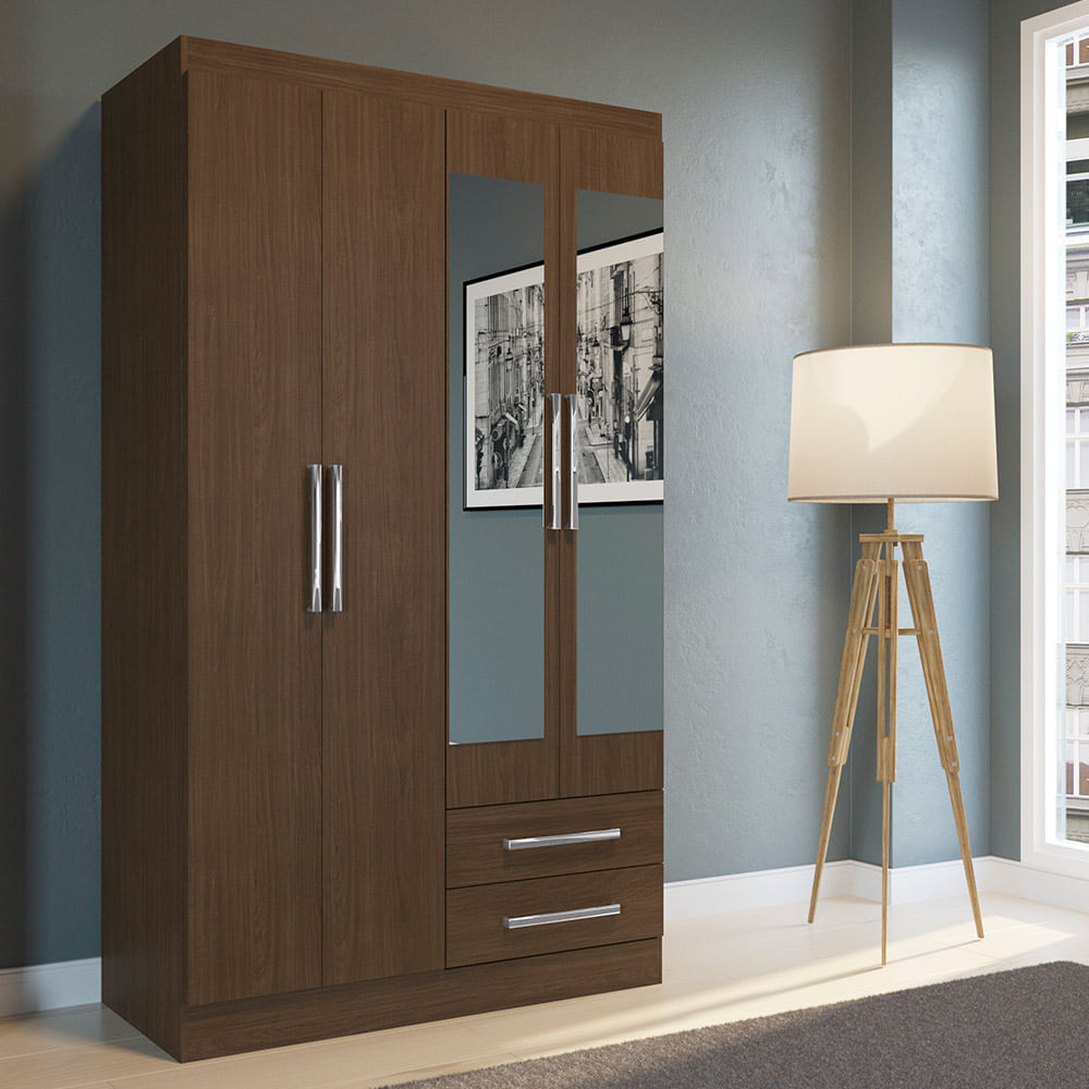 Ropero Capri MDP Jacaranda Orange de 4 Puertas y 2 Cajones con Espejo ...