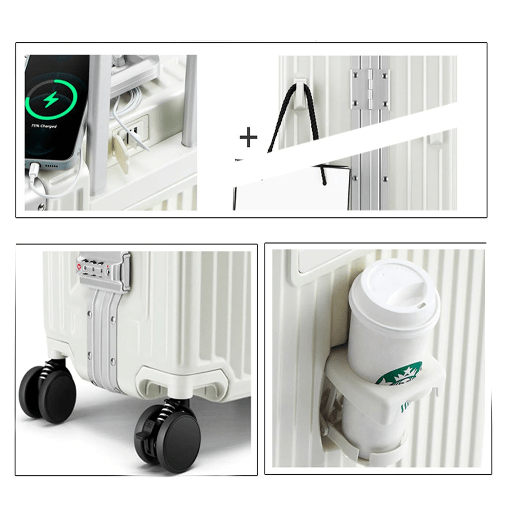 Maleta para cabina SMART USB / Porta laptop (Blanco) - Promart