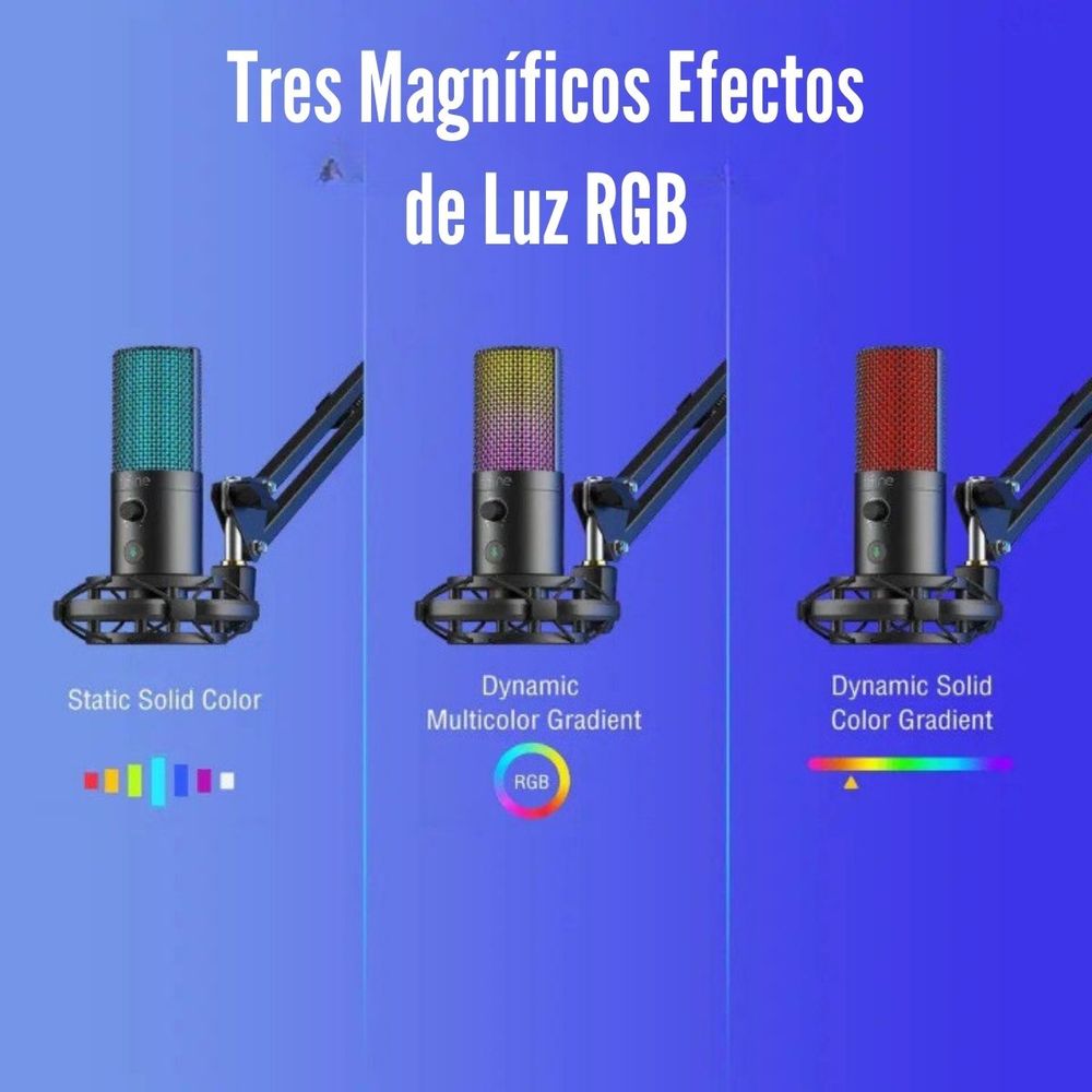 Micrófono Fifine T669 Pro 3 USB RGB (incluye Brazo) Negro - Promart