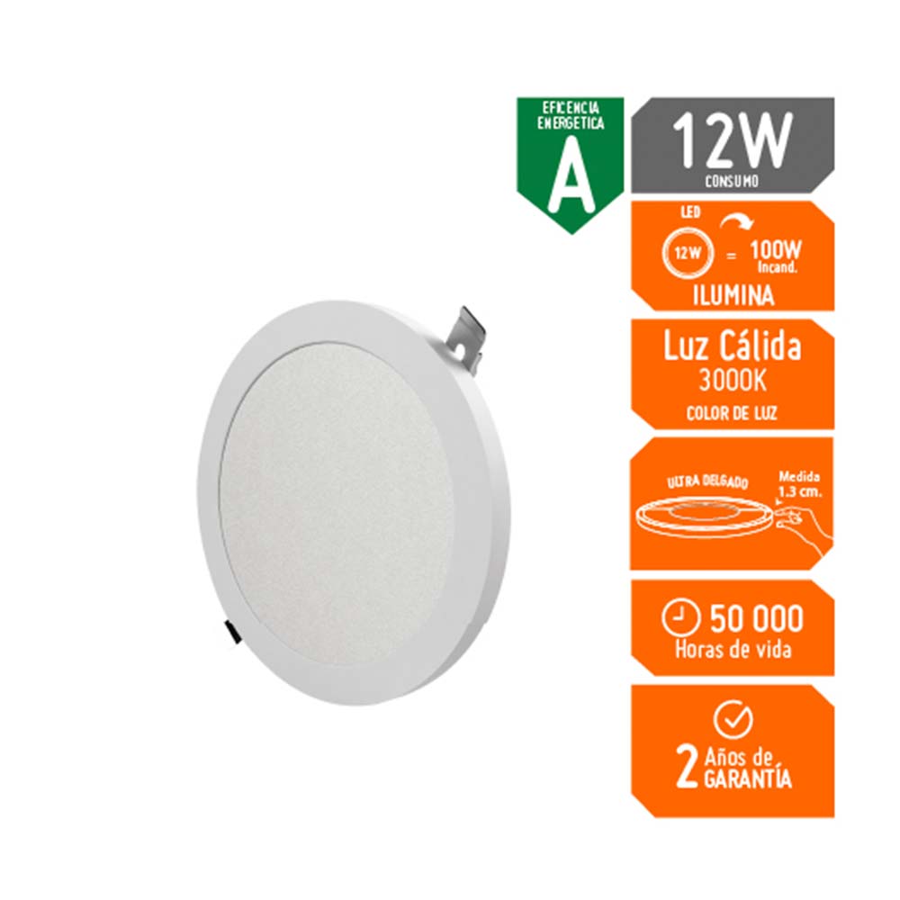 Panel LED Redondo Slim 12W Gz Ligthing Blanco Cálido Ultra Delgado ...