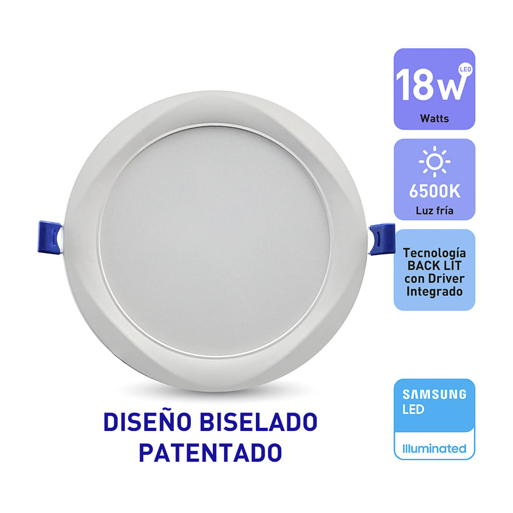Panel led empotrable deco redondo 18w luz fría Wellmax-Samsung - Promart