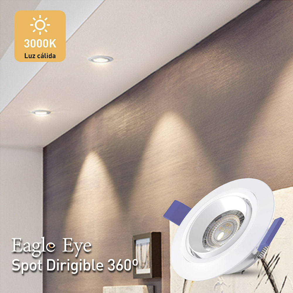 Spot led Dirigible 360° Eagle Eye 7w luz cálida Wellmax-Samsung - Promart